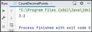 Write a java program to count the number of digits before and after the ...