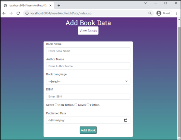 How to Insert and Fetch data from MYSQL using JSP – Codebun