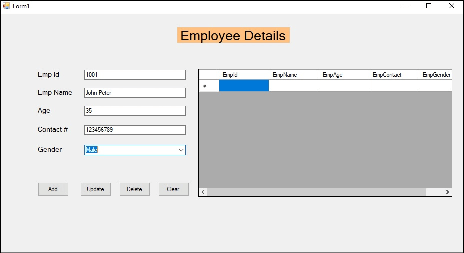 CRUD Operation in C# Windows Application – Codebun
